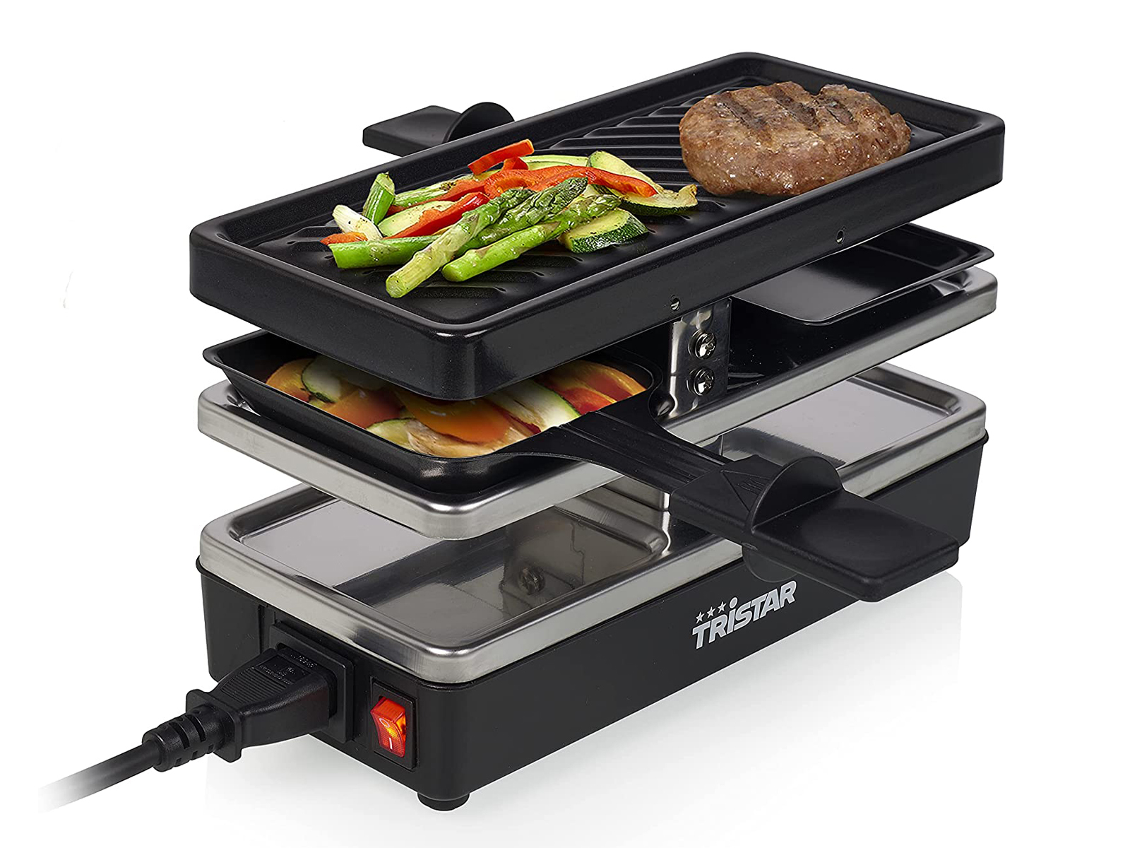 Griglia elettrica da tavolo TRISTAR raclette con piastra per griglia low fat piastra per griglia